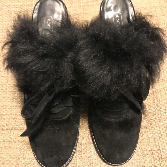 Coach | Shoes | Coach Furry Suede Lacefront Mules | Poshmark